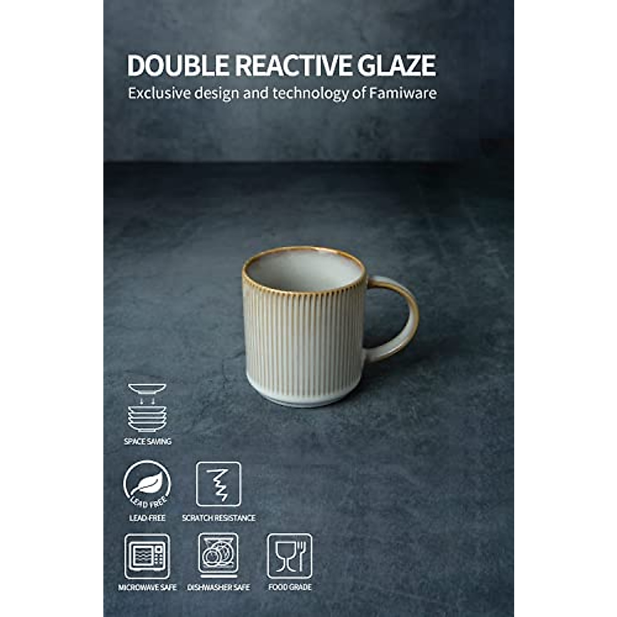 famiware 4 Pieces Coffee Mug, 12 oz Catering Mugs with Handle for Coffee, Tea, Cocoa, Milk, Cappuccino White