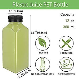 zmybcpack 24 pack 12 oz(350 ml) Clear PET Plastic Juice Bottles with Caps - Plastic Smoothie Bottles-Reusable Bulk Beverage Containers with Tamper Evident Lids for Juicing, Other Beverage