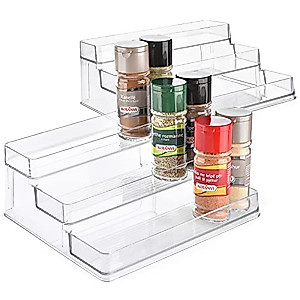 Sorbus Premium Spice Rack Organizer- Acrylic Seasoning Organizer for Cabinet- Durable Multipurpose Shelf Organizer- 3 Tier Storage for Room, Office, Countertop, Kitchen & Pantry Organization- 2 Pack