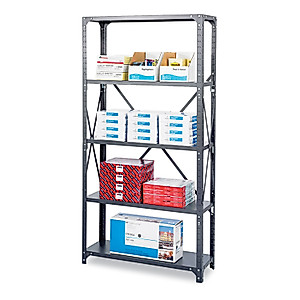 Safco 6270 Commercial Steel Shelving Unit, Six-Shelf, 36w x 24d x 75h, Dark Gray