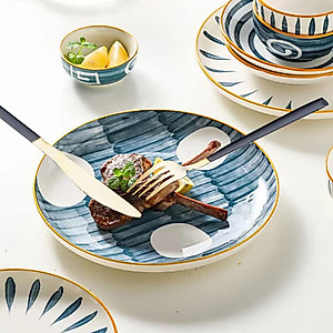 4 Pcs Stainless Steel Flatware Set, Black Gold Modern Cutlery Set Mirror Polished Knife Fork Spoon for Home, Kitchen, Including Place Knife, Fork, Spoon, Teaspoon, One Size (xiejinhong2)