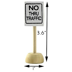 Attatoy Toy Wooden Road Construction Traffic Sign Set; Street Signs Small Toy Cars and Other Diecast Vehicles & Wood Cars & Toys
