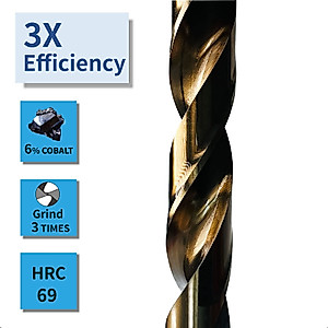 STROTON Cobalt Drill Bit Set (1/16-1/2 Inch, 17PCS), M35 High Speed Steel Twist Drill Bits for Stainless Steel, Hard Metal, Cast Iron, Plastic and Wood