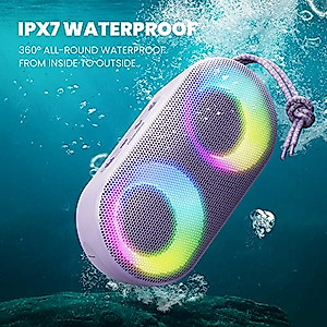 MIATONE Portable Bluetooth Speakers with Bass, Wireless Speakers with Powerful Subwoofer, IPX7 Waterproof, Bluetooth 5.3, 24H Playtime, TWS Portable Speaker with Lights for Gifts Party Outdoor Shower