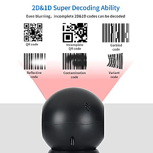 Kercan Barcode Scanner KR-PT12 Omnidirectional Scanning Platform 1D 2D Omnidirectional Hands-Free Automatic USB Barcode Scanner for Supermarket Warehouse Store Express Delivery
