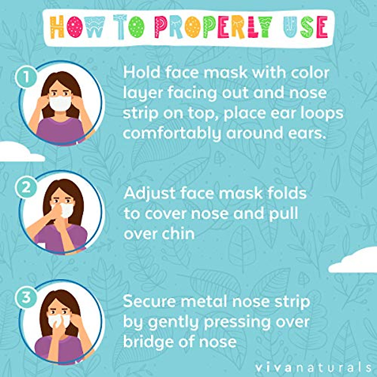 Kids Disposable Face Masks (50 Individually Wrapped Masks), Face Masks Kids Made With with Comfortable Earloops & Adjustable Metal Nose Strip, Premium 4-Ply Childrens Disposable Face Mask