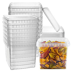 64-oz. Square Clear Deli Containers with Lids | Stackable, Tamper-Proof BPA-Free Food Storage Containers | Recyclable Space Saver Airtight Container for Kitchen Storage, Meal Prep, Take Out | 20 Pack