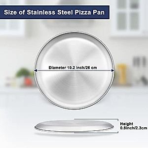 LIANYU Nonstick Pizza Pan Set of 4, 10.2 Inch Stainless Steel Pizza Serving Tray for Oven, Baking Round Pizza Pan Plate, Dishwasher Safe