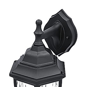 Noble Home Porch Light Outdoor Wall Lantern | LED Lamp Fixture for Outside of House, Garage, Patio and Home Exterior | Black Sconce with Clear Glass, Wet Rated