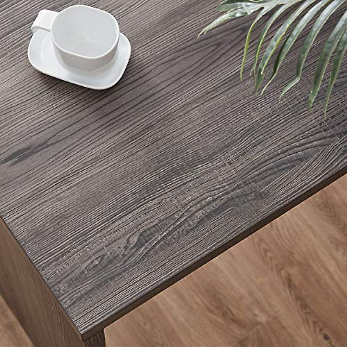 HSH L Shaped Computer Desk, Rustic Wood Corner Desk, Industrial Writing Workstation Table with Cabinet Drawer Storage for Home Office Study, Grey 55 inch