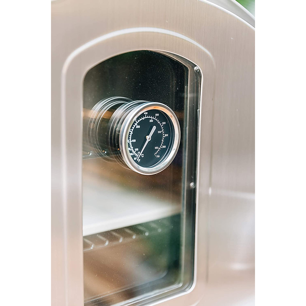 AMS Fireplace Summerset Pizza Oven - Large Capacity Natural Gas Outdoor Oven with Pizza Stone and Smoker Box, 304 Stainless Steel Construction for Built-in or Countertop Use. FREE Tabletop Fire Pit