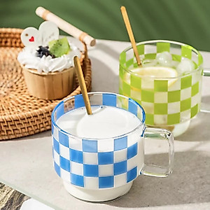 RYUHYF Mug Cup, Glass Cup,Coffee Tea Cup,Milk Cup,Juice cup,Lovers Cups,Set 1 Pieces, Microwave and Dishwasher Safe(Light Green)