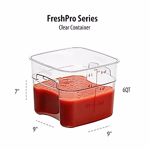 Cambro FreshPro 6Qt Food Storage Container in Clear for Industrial and Kitchen Use, Pantry Organization and Food Freshness