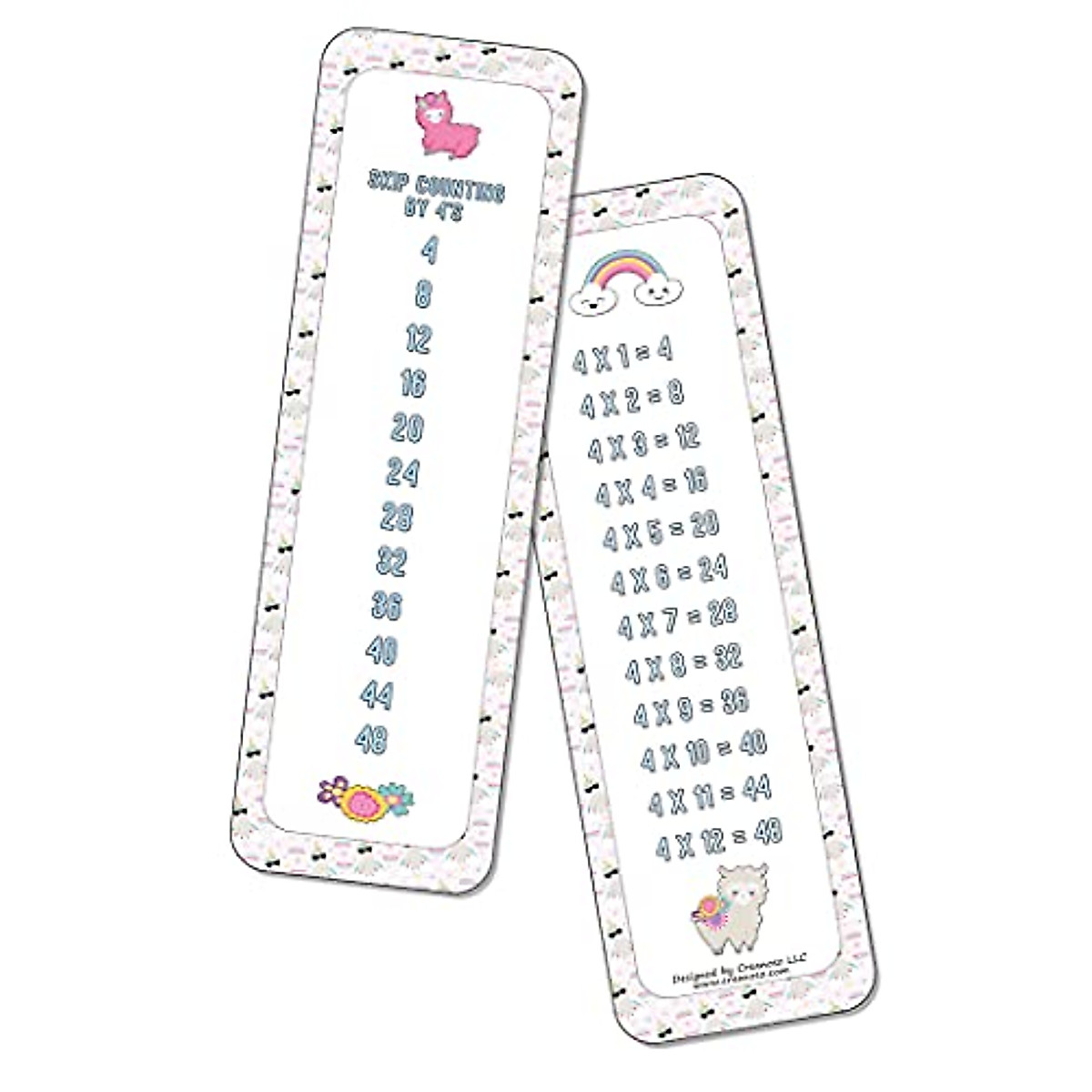 Creanoso Skip Counting Chart Bookmark Cards - Llama Theme (6-Set X 11 Cards) – Stocking Stuffers Gifts Page Clippers Corporate Giveaways