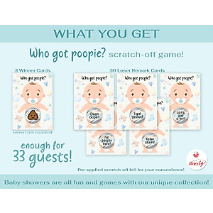Party Hearty Baby Shower Games for Girl and Boy, 33 Poopie Emoji Scratch Off Lottery Tickets, Baby Games Ideas, Scratch Off Game.