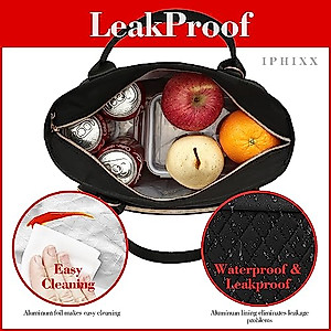 iPhixx Lunch Box for Women, Lunch Bag for Women Work, Insulated Lunch Box, Lunch Tote Bag, Lunch Pail Purse Bag for Nurse with Shoulder Strap, Lunchbag For Picnic Hiking Beach with 8 Ice Packs