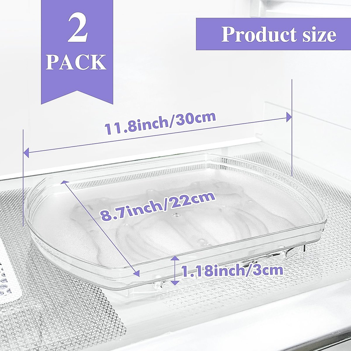 Incostar 360° Rotating Lazy Susan Turntable Organizer - Multifunctional 11.8" x 8.7" Rectangular Organizer for Refrigerator, Cabinet, Pantry, and Kitchen Countertop （2 Pack）