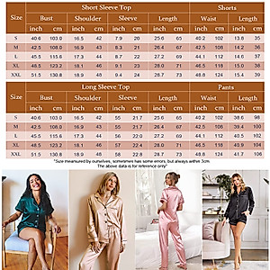 SWOMOG Women 4Pcs Silk Pajamas Set Button Down Sleepwear Loungewear Pj Sets for Ladies Nightwear Pink Small