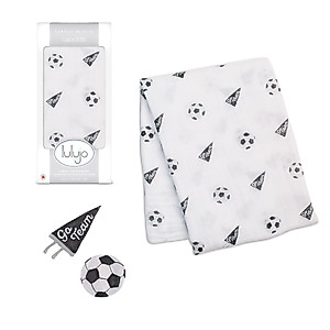 lulujo Baby Cotton Muslin Swaddle Blanket, 47 x 47, Soccer