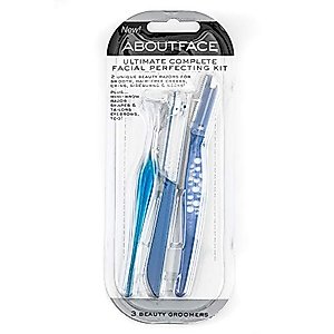 Kai About Face Ultimate Complete Facial Perfecting Kit for Shaving & Exfoliating - Includes 3 Beauty Groomers for Hair Removal and Dermaplaning from Face, Neck, & Hairline