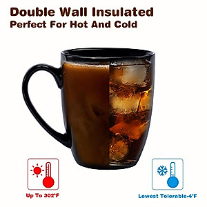 Urbanstrive 16 oz Large Coffee Mug with Handle Tea Cup Novelty Coffee Cup Idea Gift for Men Women Office Work, Black