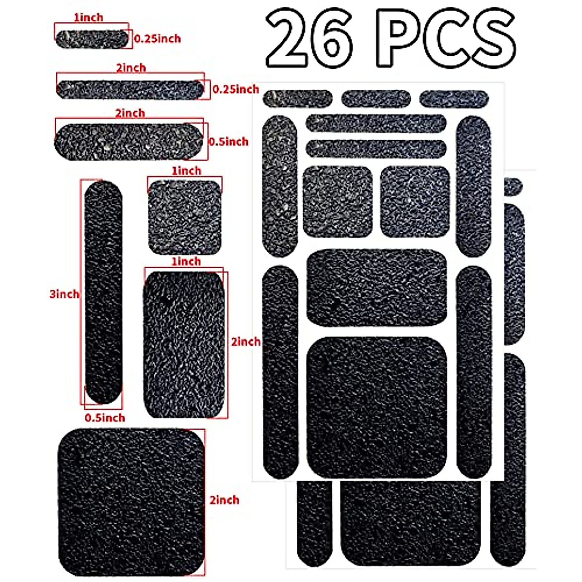 Birllaid Cell Phone Grip Stickers Mouse Grip Tape, 26 Pcs Gripper Tape Set,Multi-Purpose Black Rubberized Grip Tape for Phone Case & Gaming Controllers
