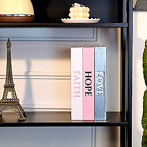 Faith Hope Love Stacked Books Decor - Set of 3, Storage Box for Entry Table - Decorative Stacked Books Decor