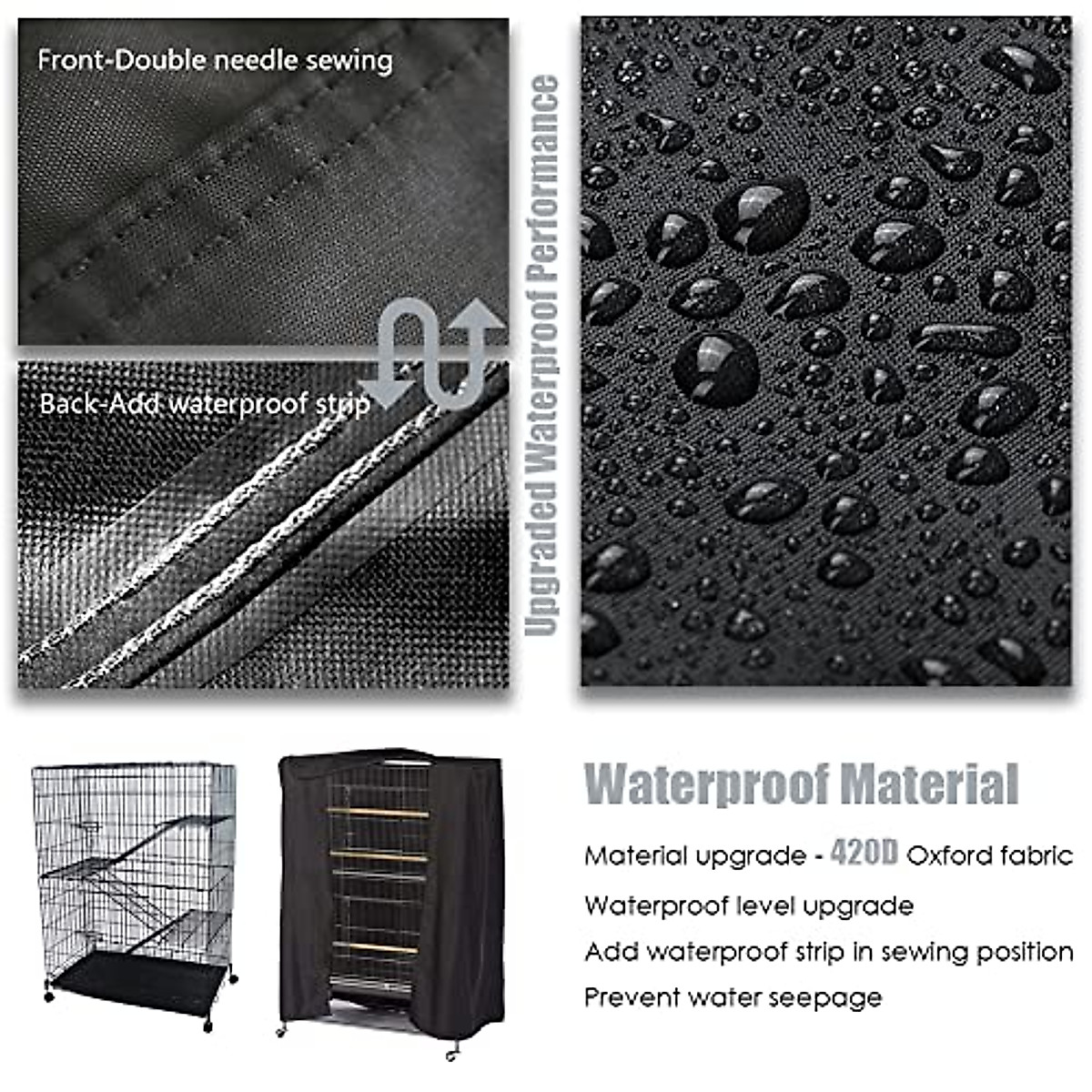 Gicov Bird Cage Cover Good Night Birdcage Cover Breathable Washable Material Parrot Cage Protection Waterproof Bird Critter Cat Cage Shading Cover Easy On and Off