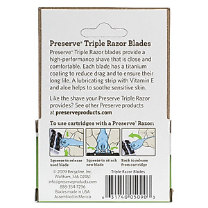 Preserve PRE-5091P2 Triple Razor Replacement Blade44; 4-Pack. This multi-pack contains 2 packs.