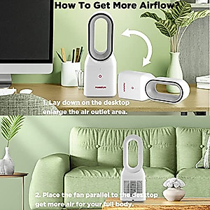 NUMIFUN Bladeless Table Fan USB Rechargeable Desk Fan Ultra Quiet Portable Fan for Tabletop Nightstand Underdesk Touch Control, 3 Winds Speeds, 13 Inches