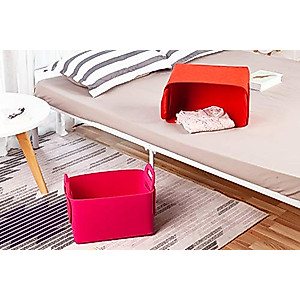 Storage Basket Felt Storage Bin Collapsible & Convenient Box Organizer with Carry Handles for Office Bedroom Closet Babies Nursery Toys DVD Laundry Organizing