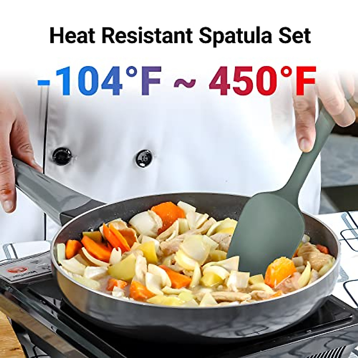 JLiup Silicone Spatula Set of 6, Rubber Spatulas Silicone Food Grade, Kitchen Utensils Set Heat Resistant Nonstick Easy to Clean Dishwasher Safe for Baking,Cooking,Mixing (Green)