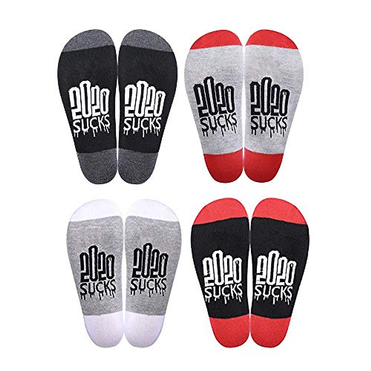 TTD 4 Packs 2020 Sucks Socks Middle Finger Socks Novelty Crazy Funny Socks Gifts for Men Women Warning Socks