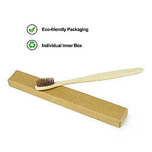 HiweEco Bamboo Toothbrushes Soft Bristles, Charcoal Toothbrushes Adult Biodegradable Natural Tooth Brush 10 Packs