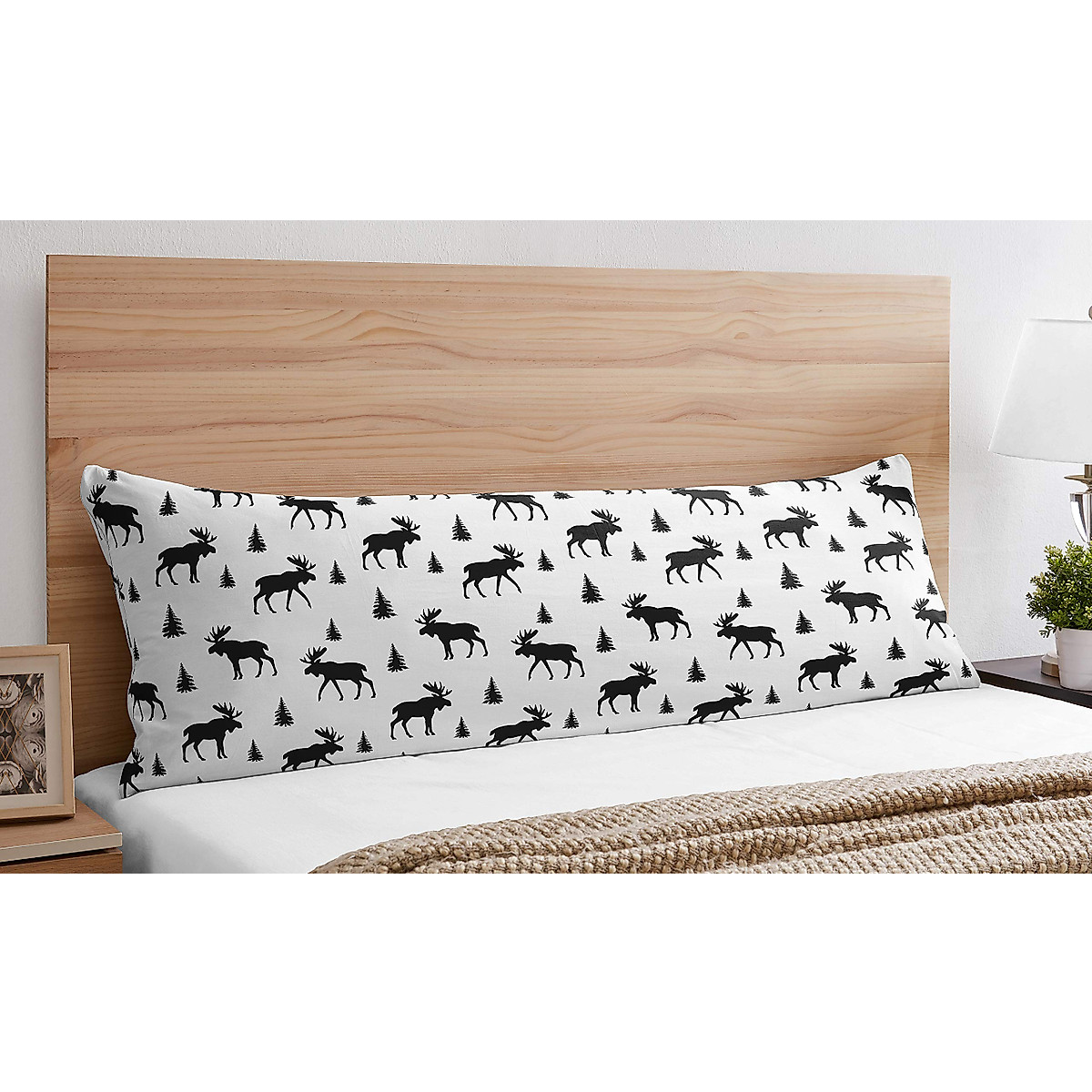Sweet Jojo Designs Black and White Woodland Moose Body Case Cover for Rustic Patch Collection (Pillow Not Included)