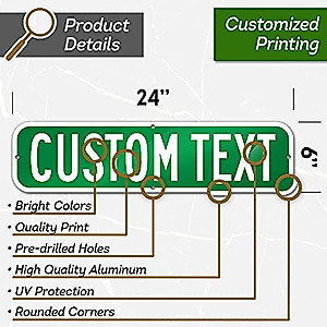 Street Sign, Custom Road Signs, 8 Colors, 6x24 Inch, Thick Rust-Free AlumaBond, (Classic) Made in USA By My Sign Center
