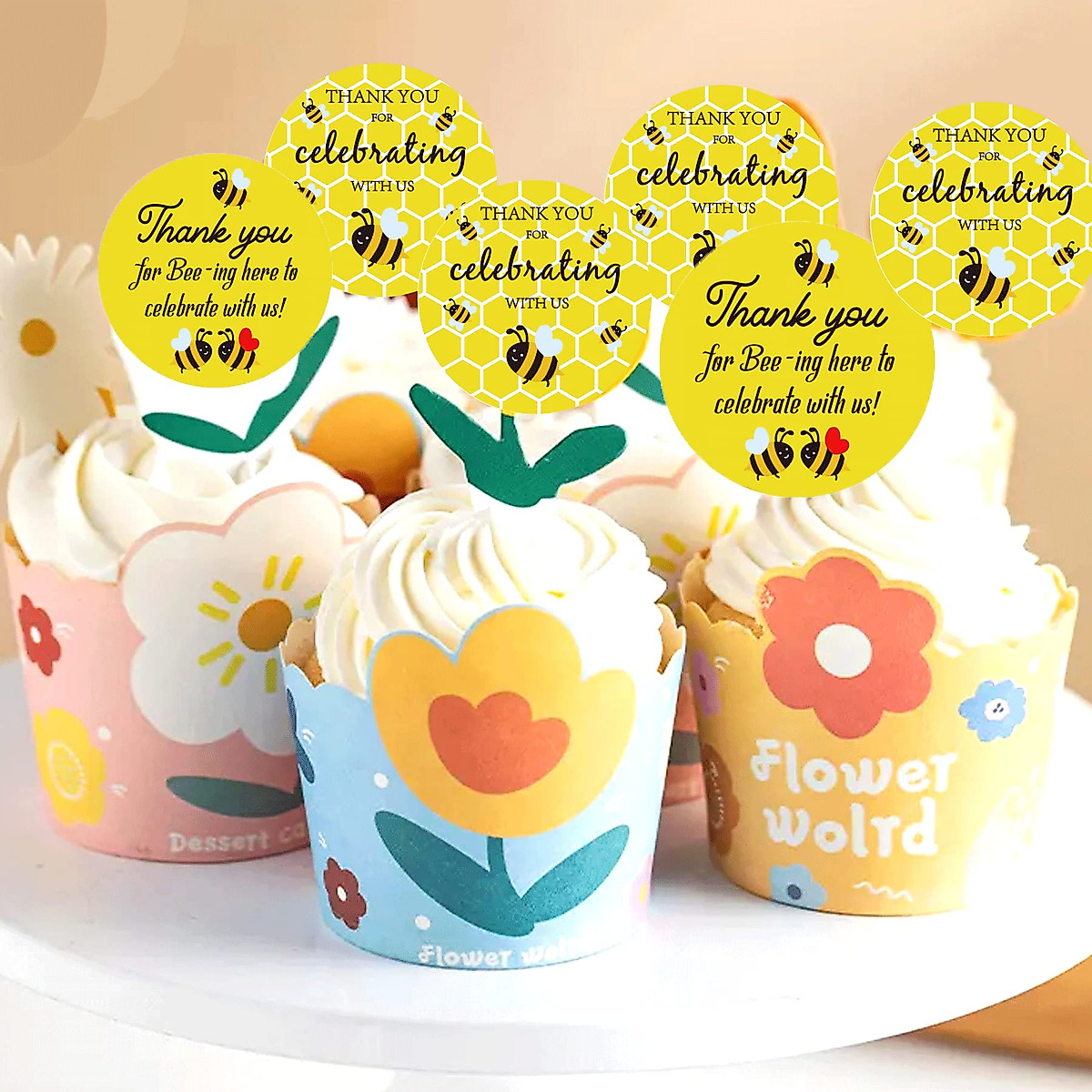 wootile Honey Bee Thank You Stickers 200 Pcs Bee Baby Shower Favor Label 2 Inch Thank You for Beeing Stickers Bzzz-Ness Sticker for Jars Bottle Gift Box Birthday Baby Shower Party Favor Label Stickers