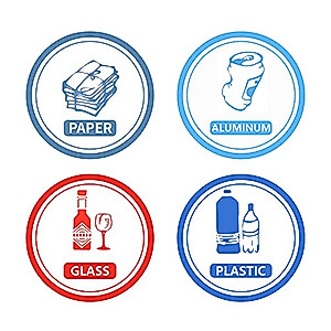 Recycling and Trash Can Sorting Sticker 3.5 x 3.5 inch Adhesive Recycle garbage Decal Waterproof Re Adjustable Recycle Sticker Waste Sorting Recycling Sticker Sign for Trash Can (12 Pieces)