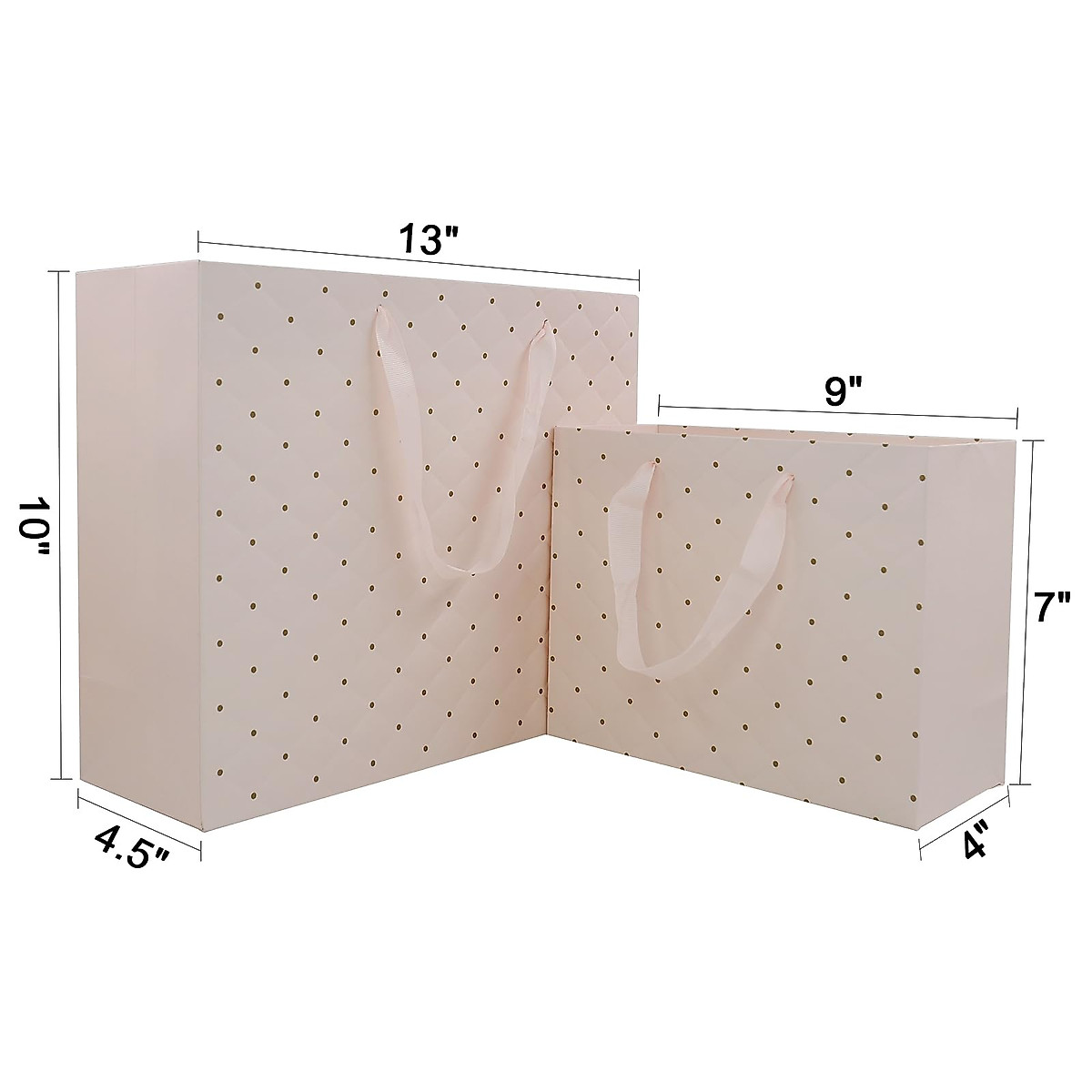 WRAPACK Pink Gift Bags with Handles and Tissue Paper, 13'' Large and 9'' Medium Paper Bags, 2-Pack Gift Bag for Girls Baby Bridal Shower Wedding Birthday