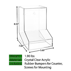 SimplyImagine Acrylic Candy Dispenser Bin with 2 Lids for Bulk Candy Storage - Bubble Gum, Lollipops, Chocolate and More Snacks - For Home, Desktop, Tabletop or Wall Mount Use