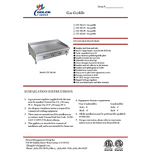 Commercial Griddle Manual 48" Countertop Natural Gas - 120000 BTU NSF CD-MG48