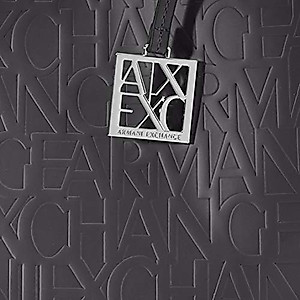 A|X ARMANI EXCHANGE womens Medium Logo All Over Debossed Open Shopping Satchel Bag, Neroblack, One Size US