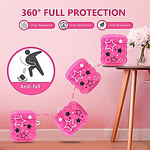 Mainrenka Cute Kawaii AirPod 2nd 1st Generation Case Pink Stars Aesthetic Design Compatible with Airpod Gen 2 & 1 Case for Girls and Women