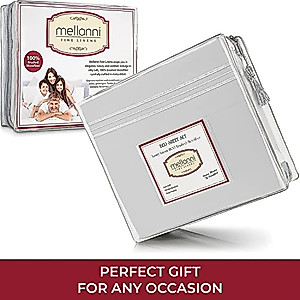 Mellanni King Size Sheets - Iconic Collection Bedding Sheets & Pillowcases - Extra Soft, Cooling Bed Sheets - Deep Pocket up to 16 inch - Wrinkle, Fade, Stain Resistant - 4 PC (King, Light Gray)