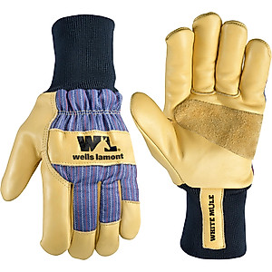 Men's Heavy Duty Leather Winter Work Gloves with Thinsulate Insulation (Wells Lamont 5127XL), Palomino with Black Back, X-Large