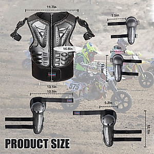 Kids Dirt Bike Gear- Motocross Body Armor Suit, Chest Spine Back Protector with Knee Eblow Pads for Cycling Bike Skateboard ATV Ski