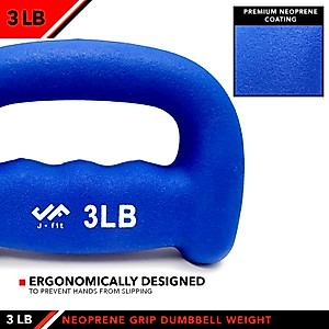JFIT Neoprene D-Grip Dumbbell Weight, 3LB, 3 Pound