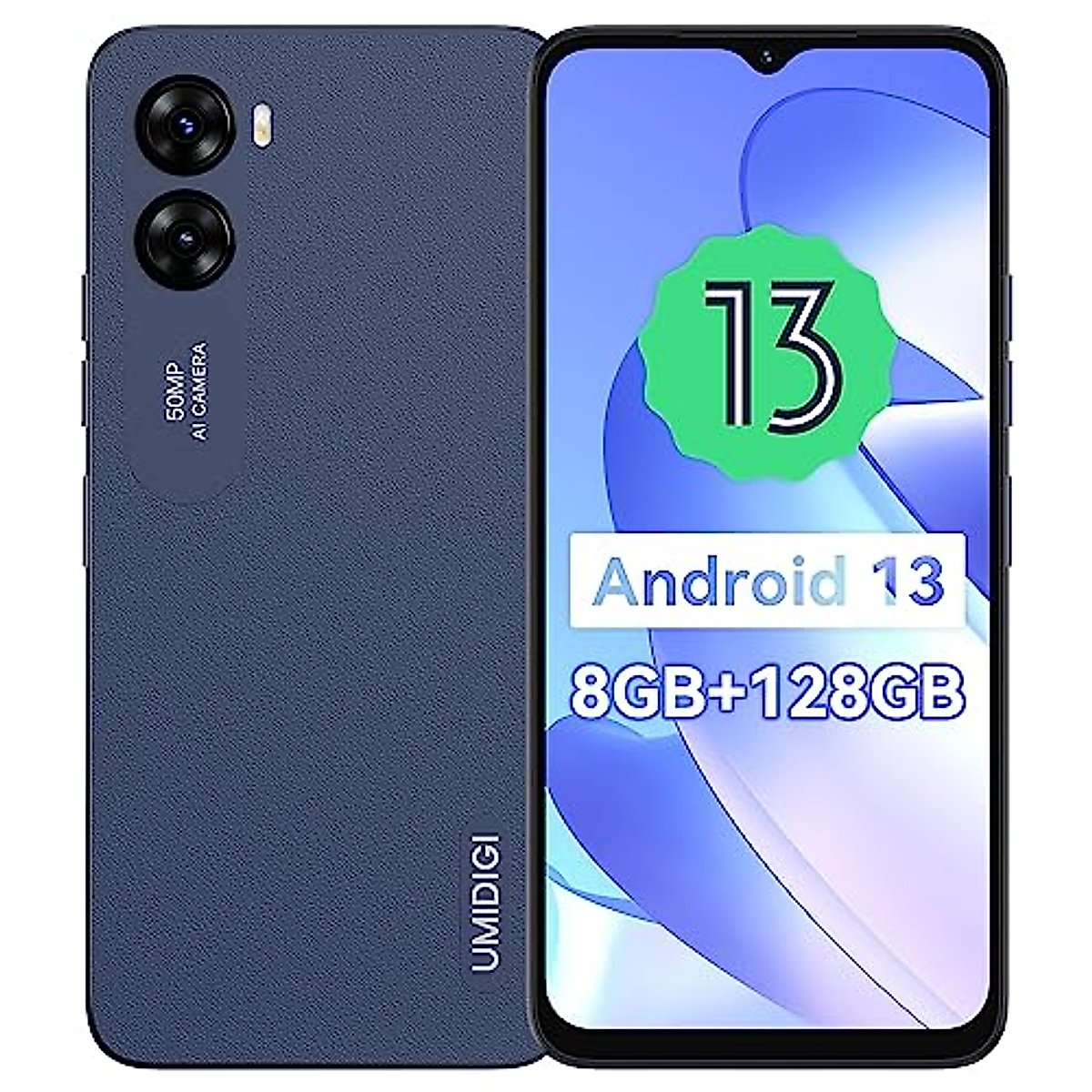 UMIDIGI G3 MAX 8+128GB Android 13 Unlocked Cell Phone,50MP Ultra-Clear AI Camera Smartphone,6.6-inch FHD Display Android Phone,5150mAh Massive Battery Mobile Phone Support Expandable Up to 1TB