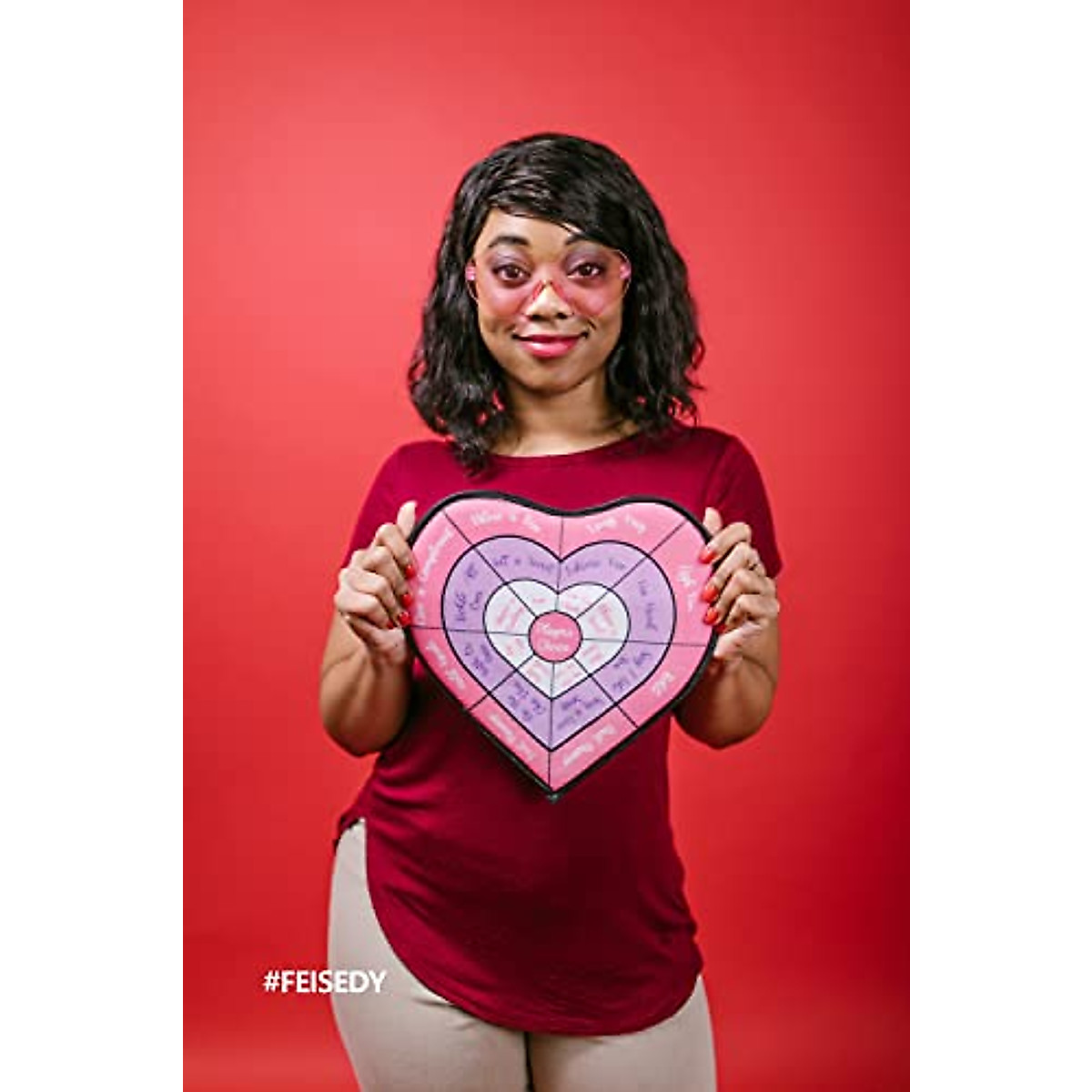 FEISEDY 2 Pack Rimless Heart Shaped Sunglasses Party Glasses Disco One Piece Transparent Trendy Love Glasses B2826-F2