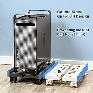 Kriico Computer Tower Cart, Adjustable Mobile CPU Stand, PC Stand with Rolling Casters, CPU Raise Fits Most PC Gaming Office Desk Accessories(White)
